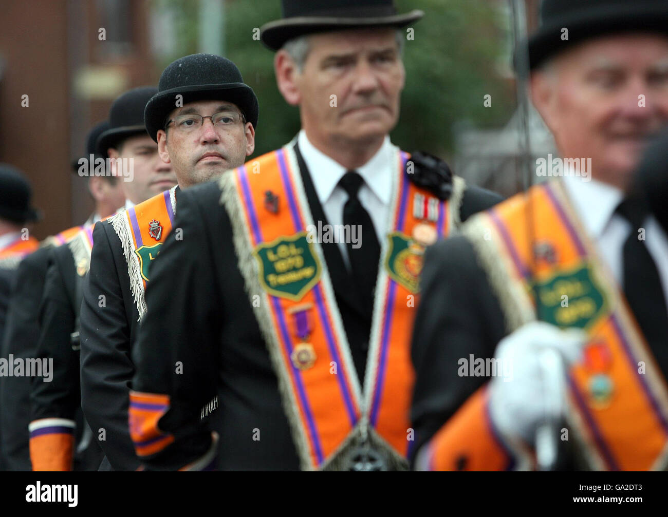Half length mid top serious uniform marching parade northern ireland hi ...