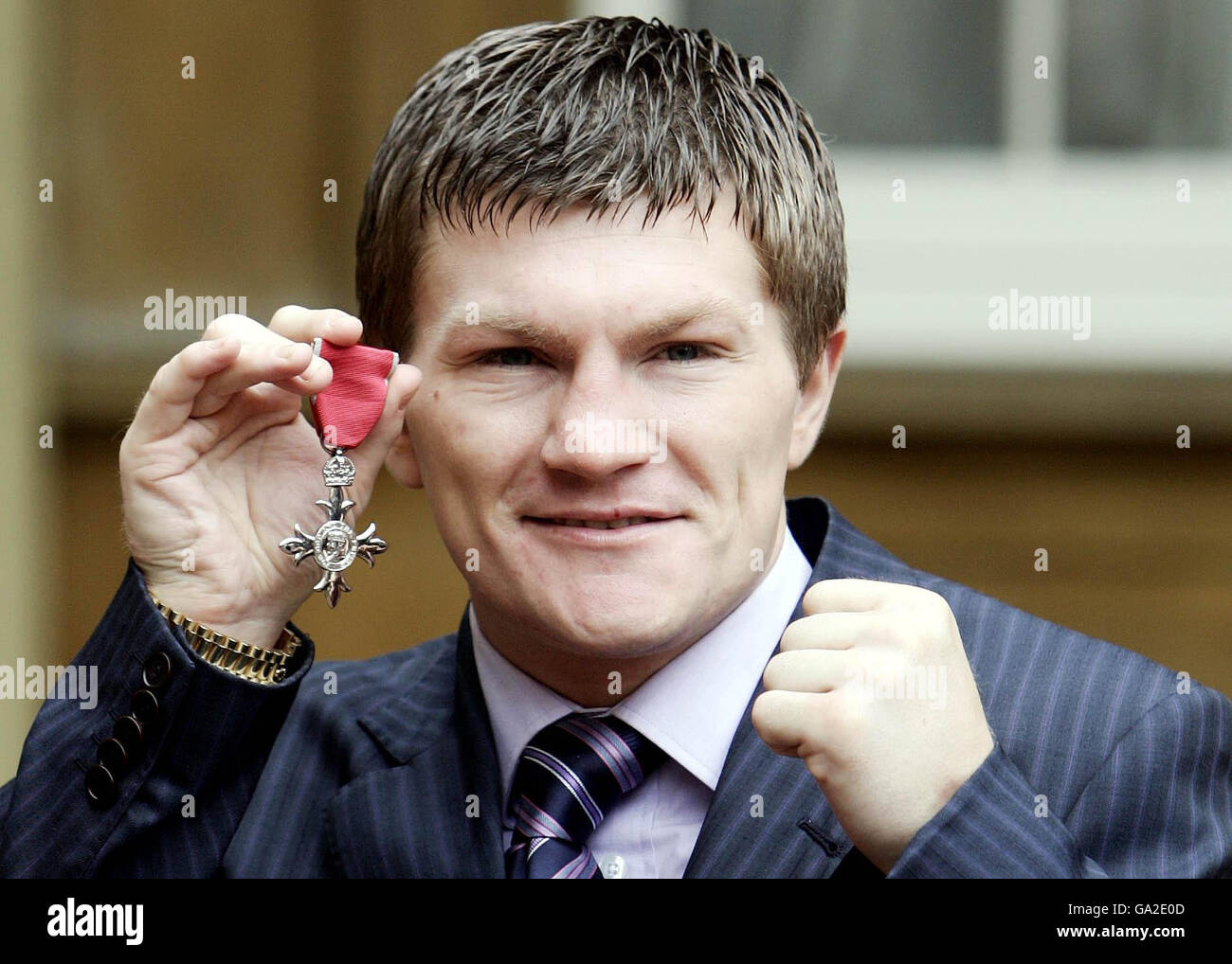 Boxer Ricky Hatton with his MBE that he received at today's Investiture ...