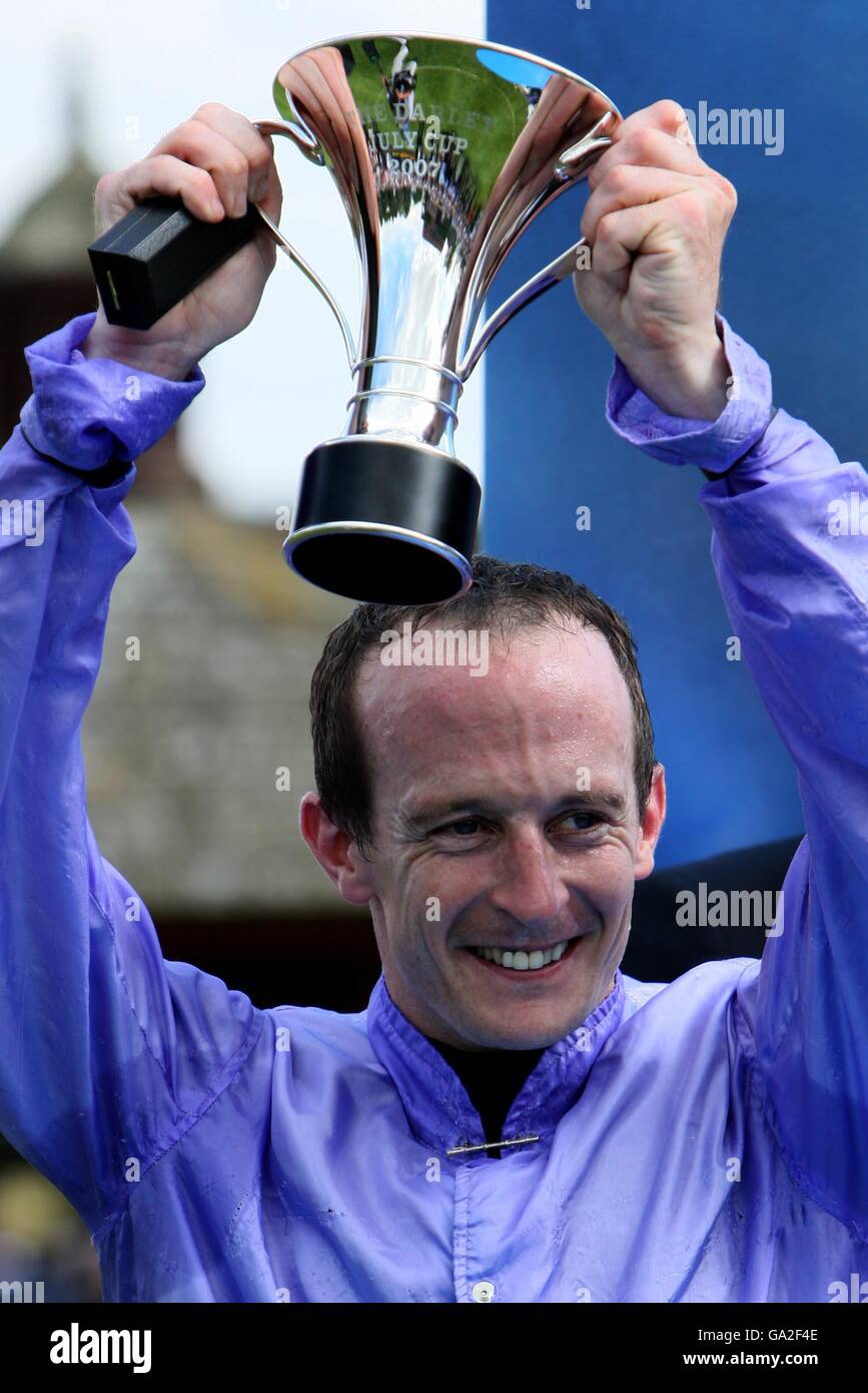 Jockey steve drowne lifts darley july cup july course hi-res stock ...