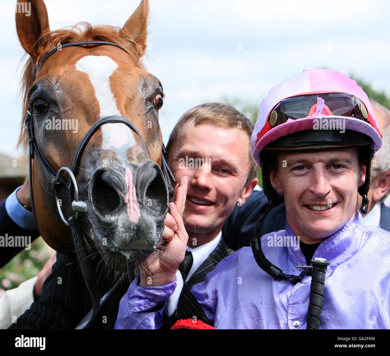 Sakhees Secret and Jockey Steve Drowne celebrate winning the Darley ...