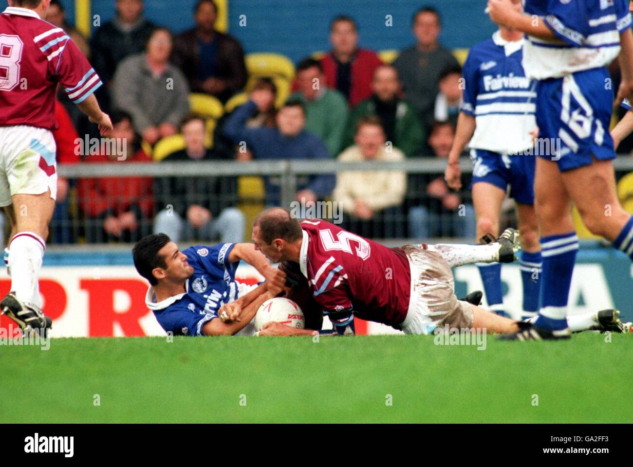 FOOTBALL. MALCOLM ALLEN MILLWALL AND ALVIN MARTIN WEST HAM UNITED HAVE ...