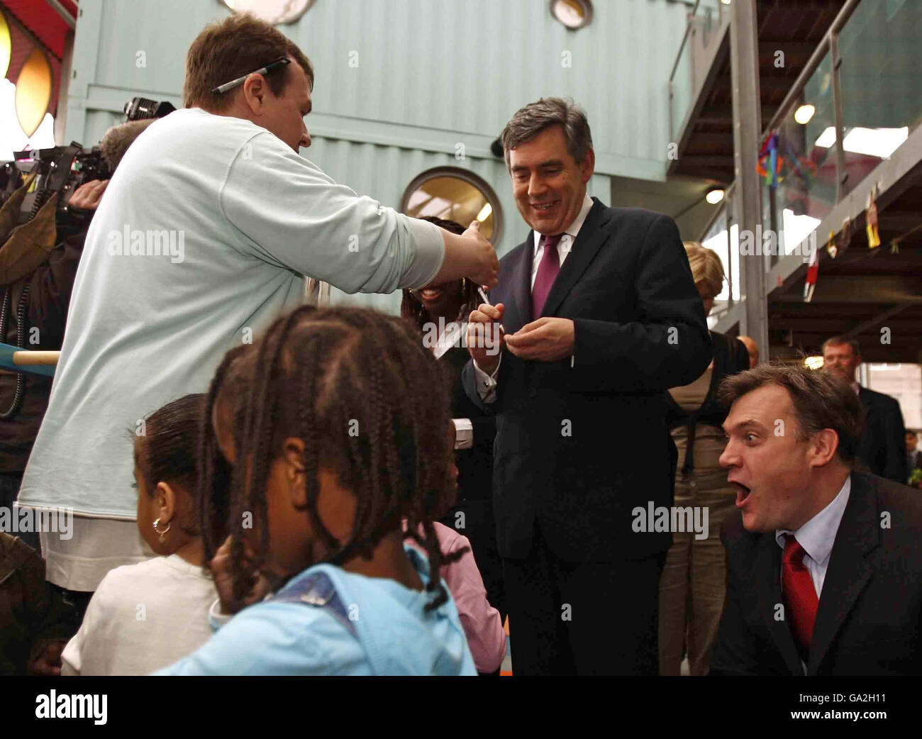 Britain's Prime Minister Gordon Brown (2nd right) and Children, Schools ...