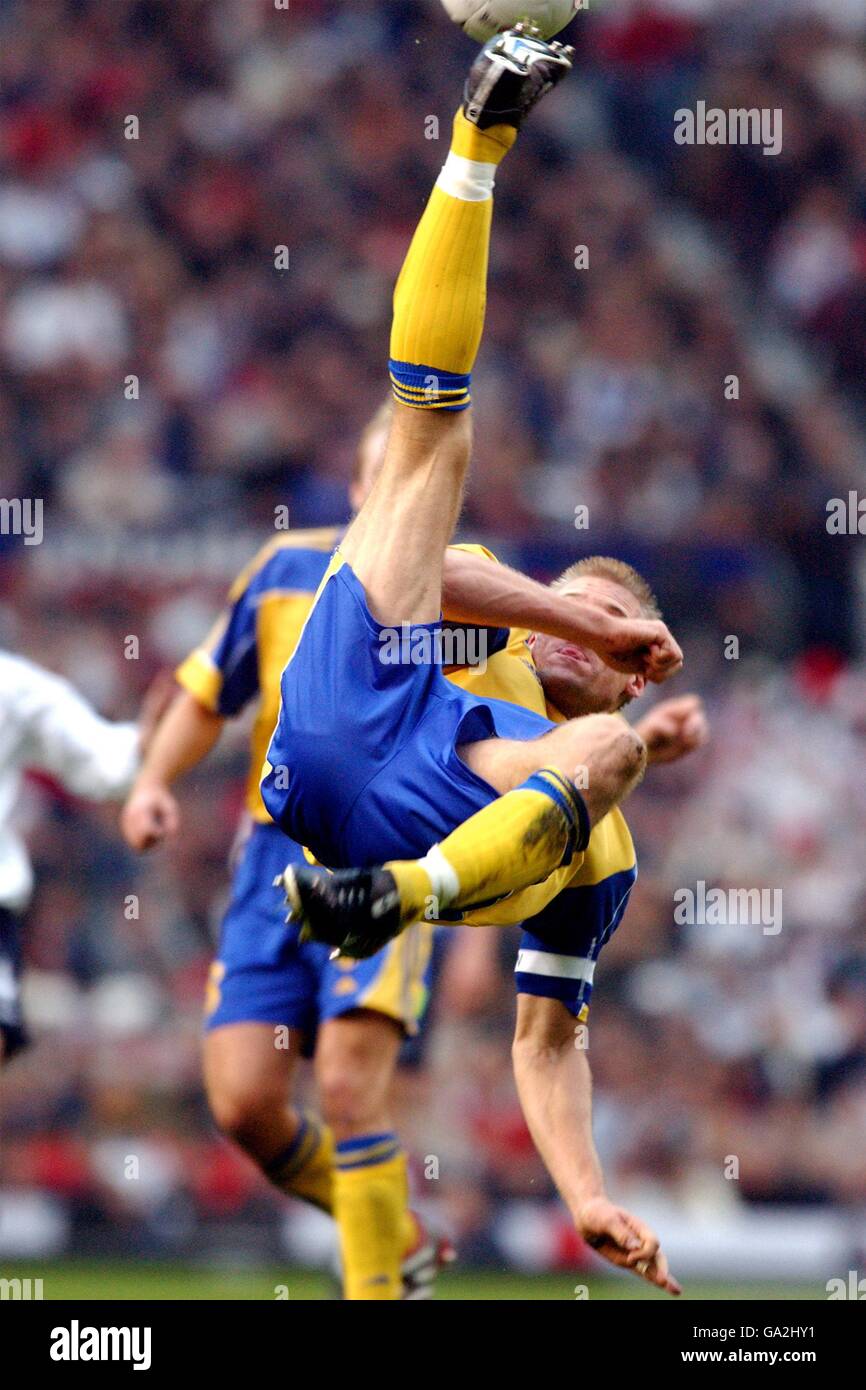 Sweden's captain Johan Mjallby in action against England Stock Photo ...