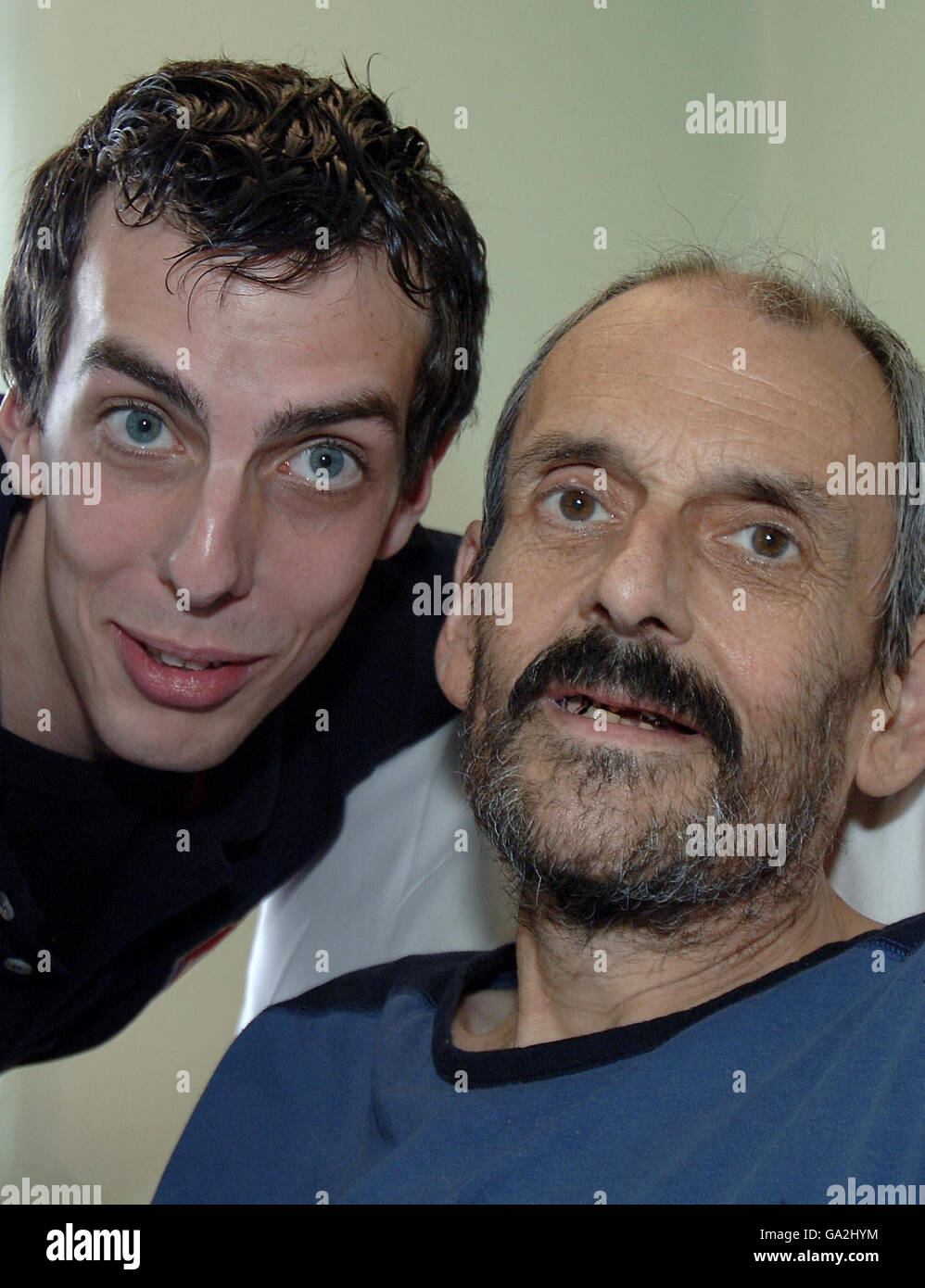 Stephen lomas right with his son david in st hospital hi-res stock ...