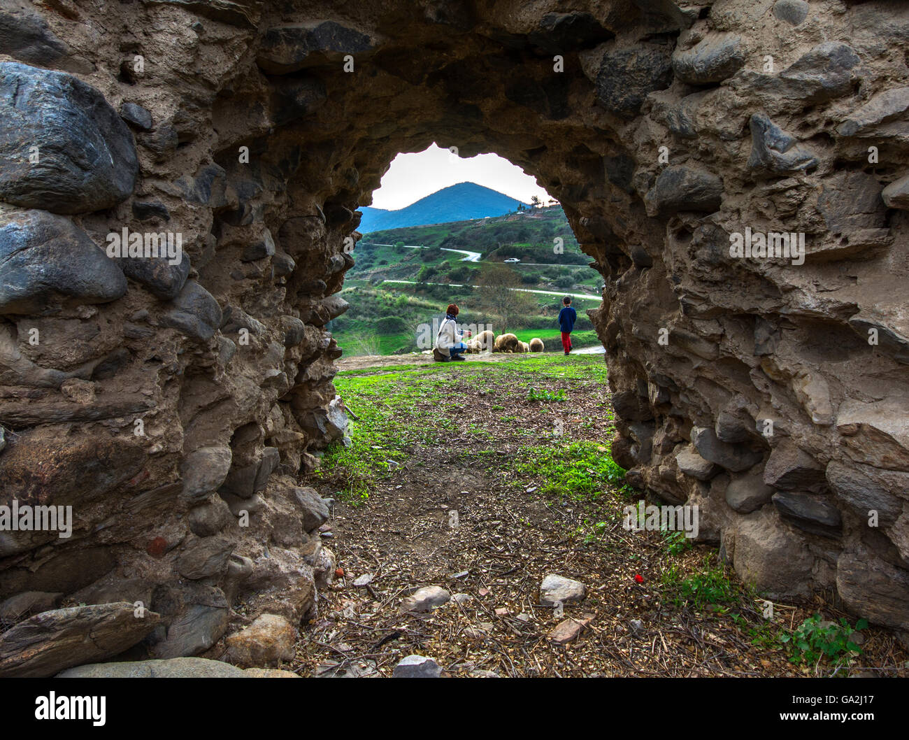 human view from the castle gate Stock Photo - Alamy