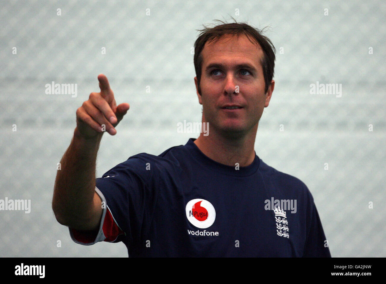 England captain michael vaughan nets session northumbria cricket centre ...