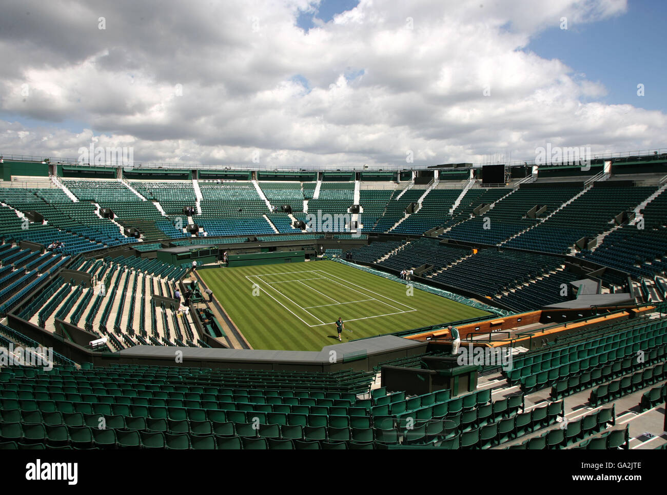 A general view of the Centre Court at Wimbledon awaiting the building ...