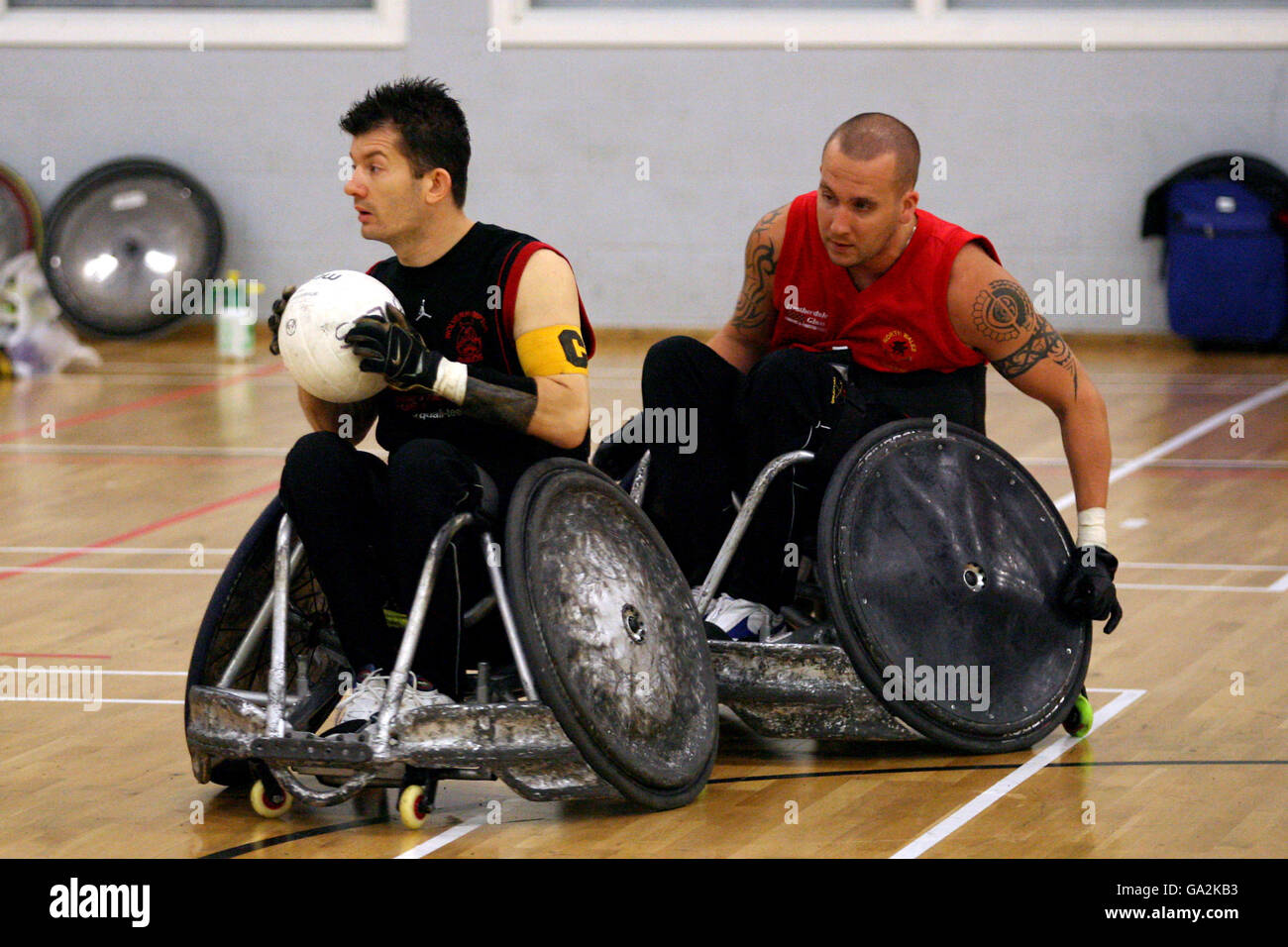 Alan Ash and James Price (right) in action during the Wheelchair Rugby ...