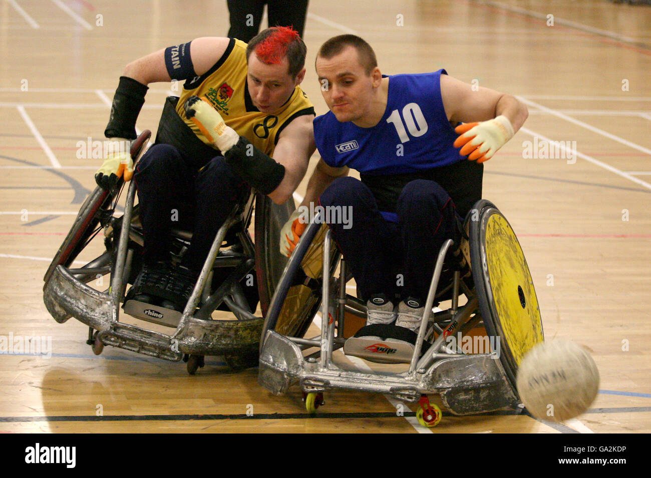 Noel Thomas (left) and Andy Barrow in action during the Wheelchair ...