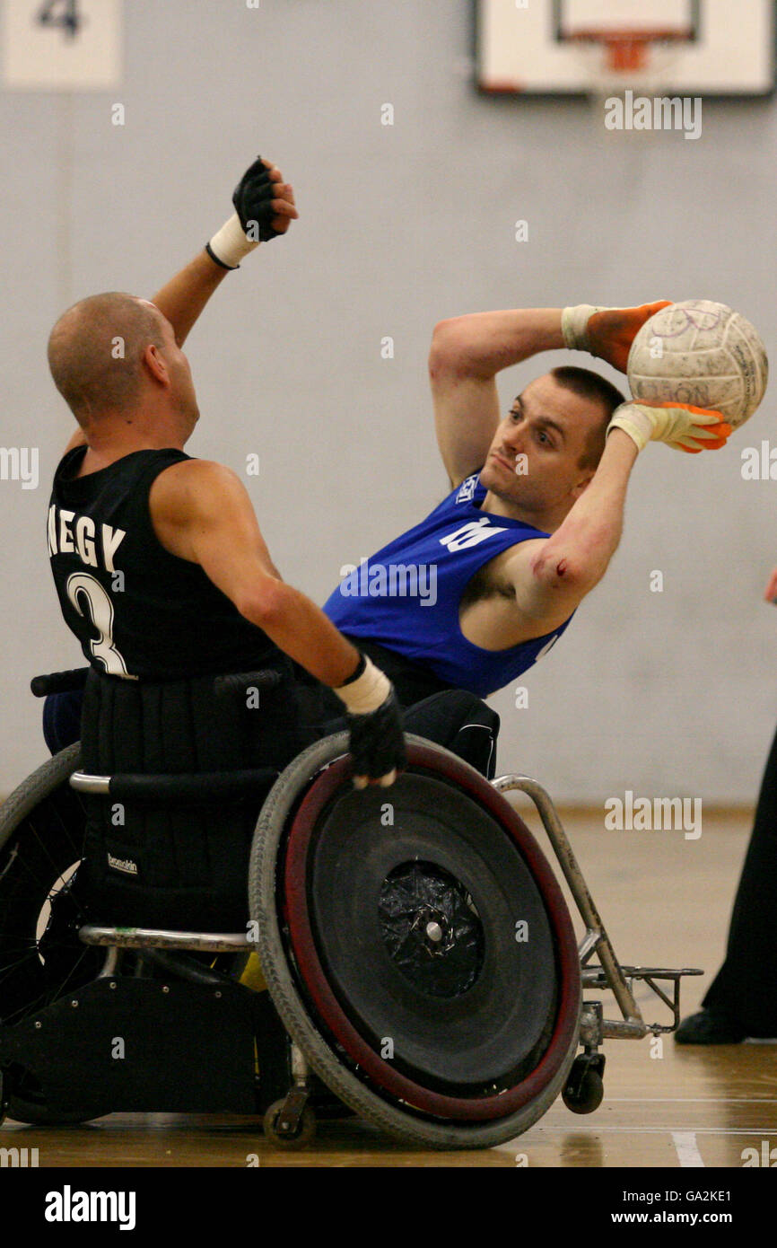 Andy Barrow in action during the Wheelchair Rugby National Finals Stock ...