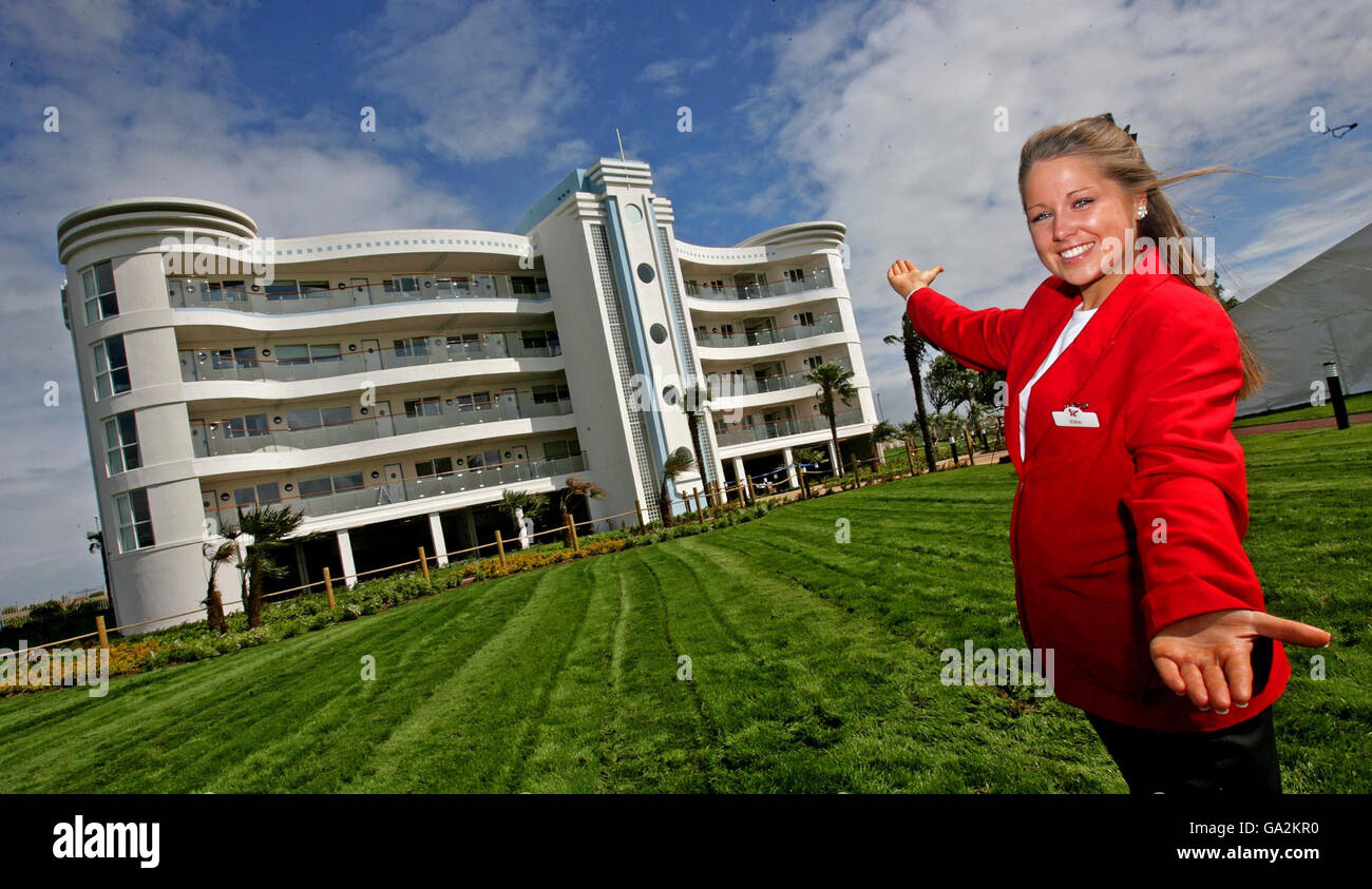 Redcoat Ellie O'Doherty poses outside the new BlueSkies timeshare ...
