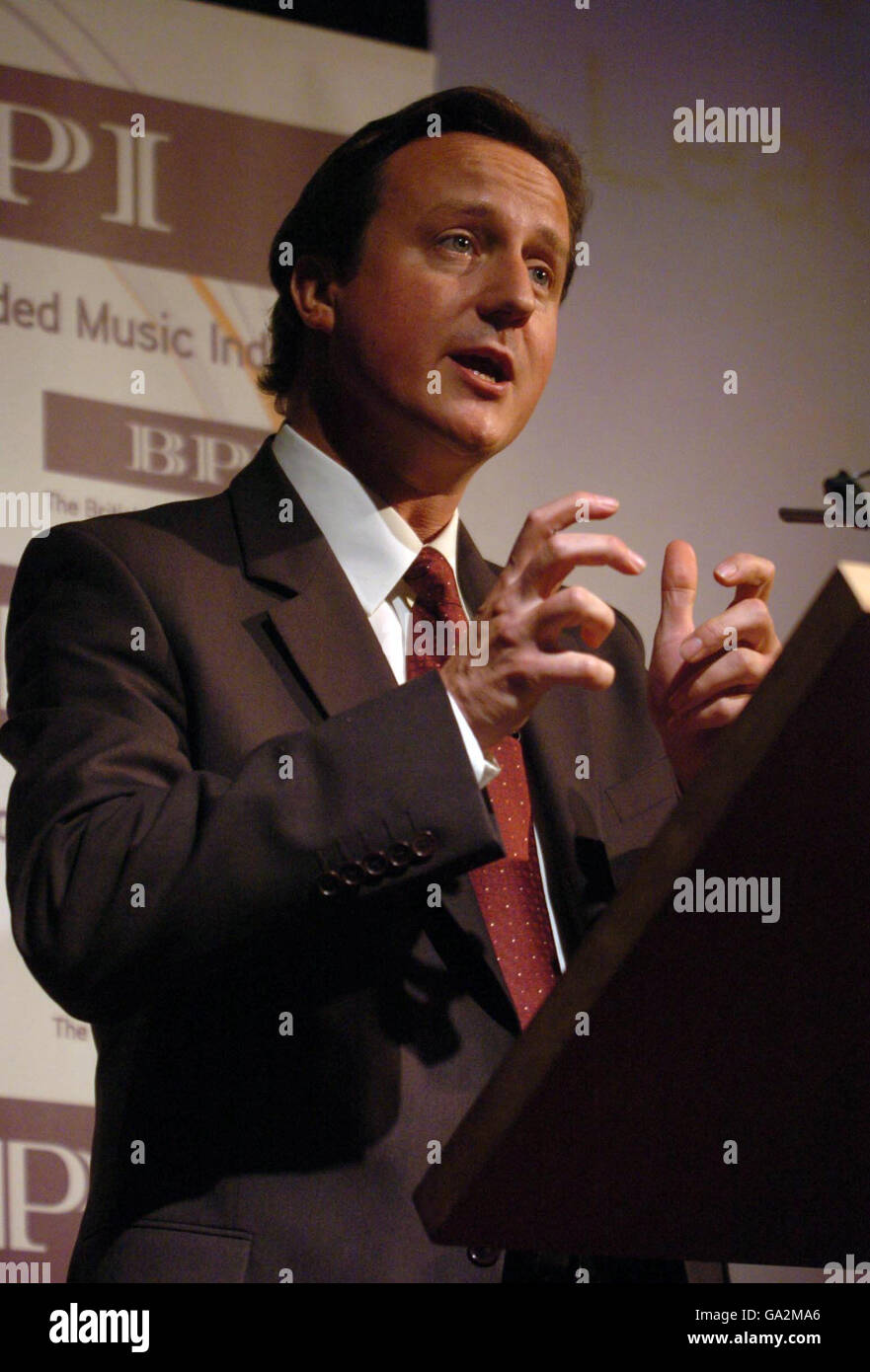David Cameron at the British Phonographic Industry Stock Photo - Alamy