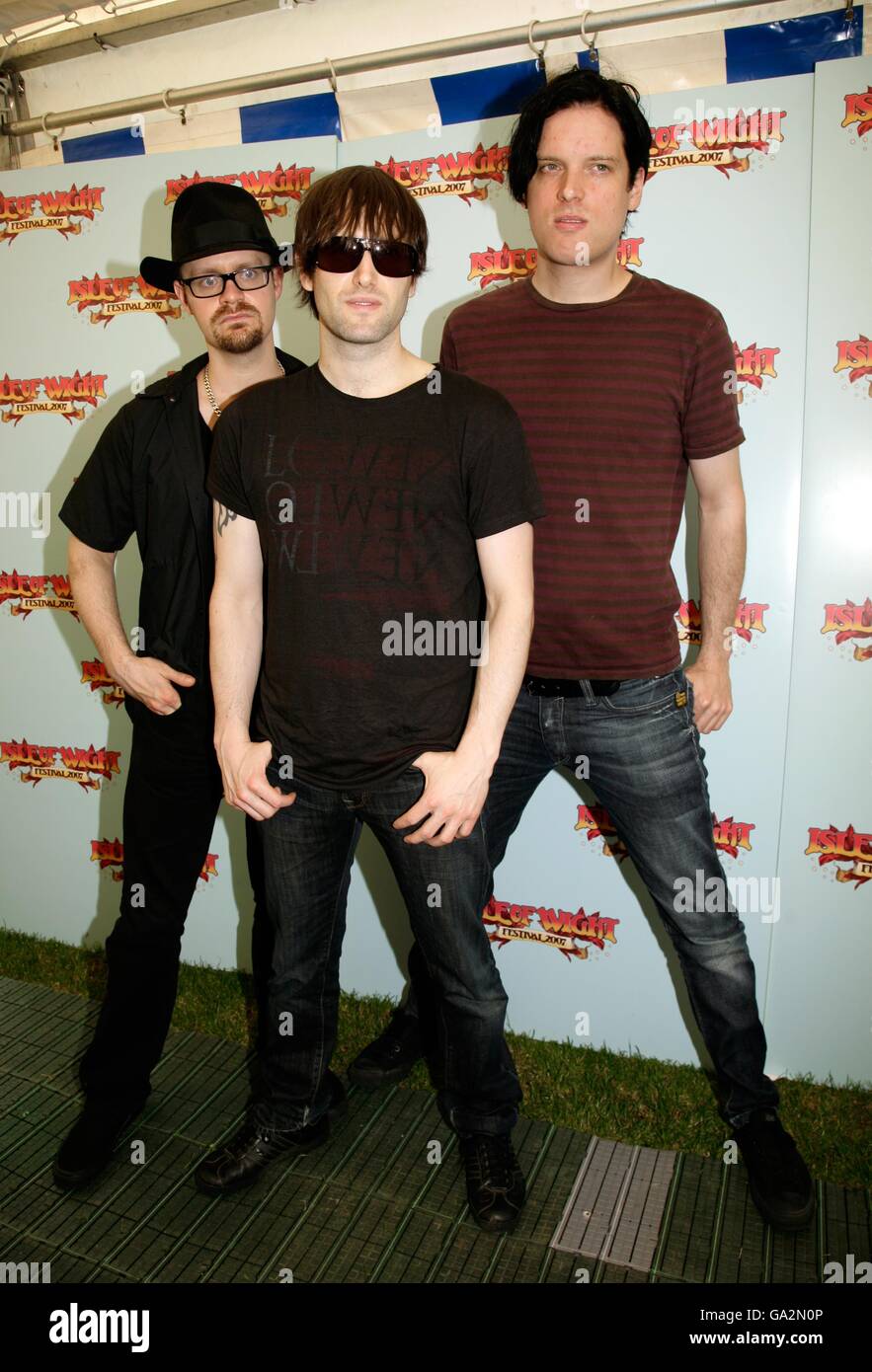 : Ash pose backstage at the Isle of Wight Festival in Seaclose Park on ...