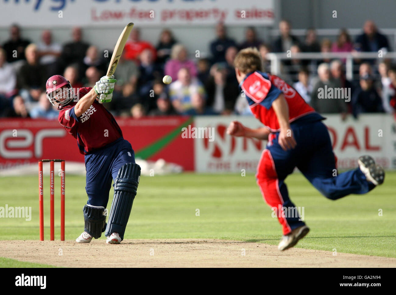 Northamptonshire's David Sales who finished on 61 not out hits a ...