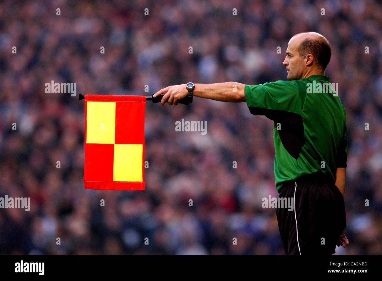 Assisstant referee r bone flags for offside hi-res stock photography ...