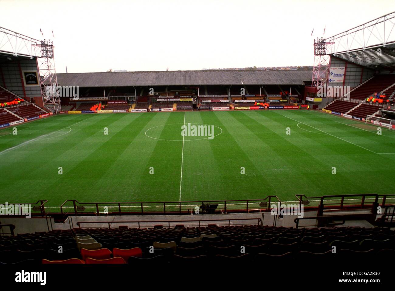 A general view of Tynecastle Stadium, home of Heart Of Midlothian Stock ...