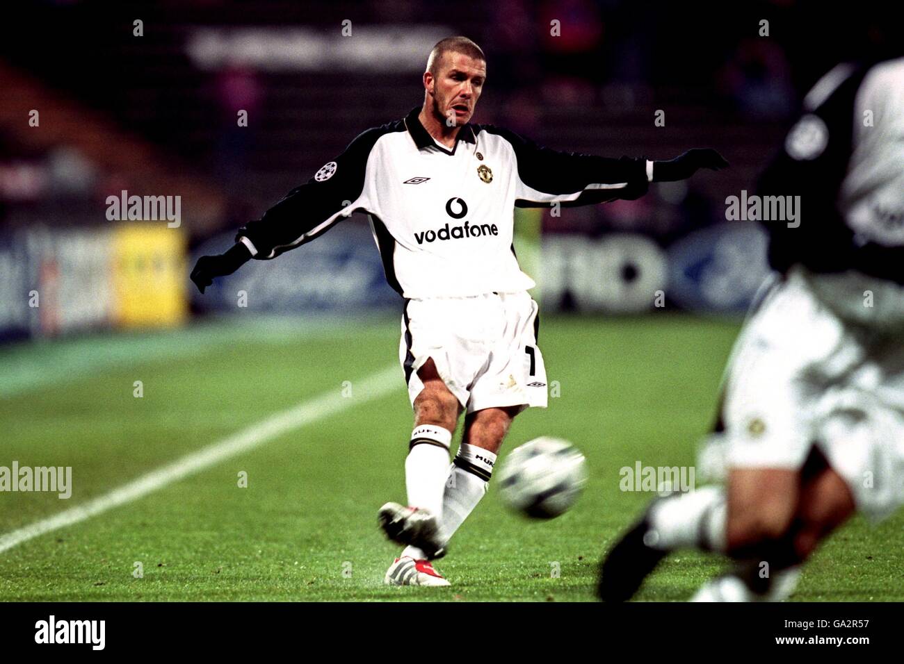 Manchester United's David Beckham crosses the ball during the UEFA ...