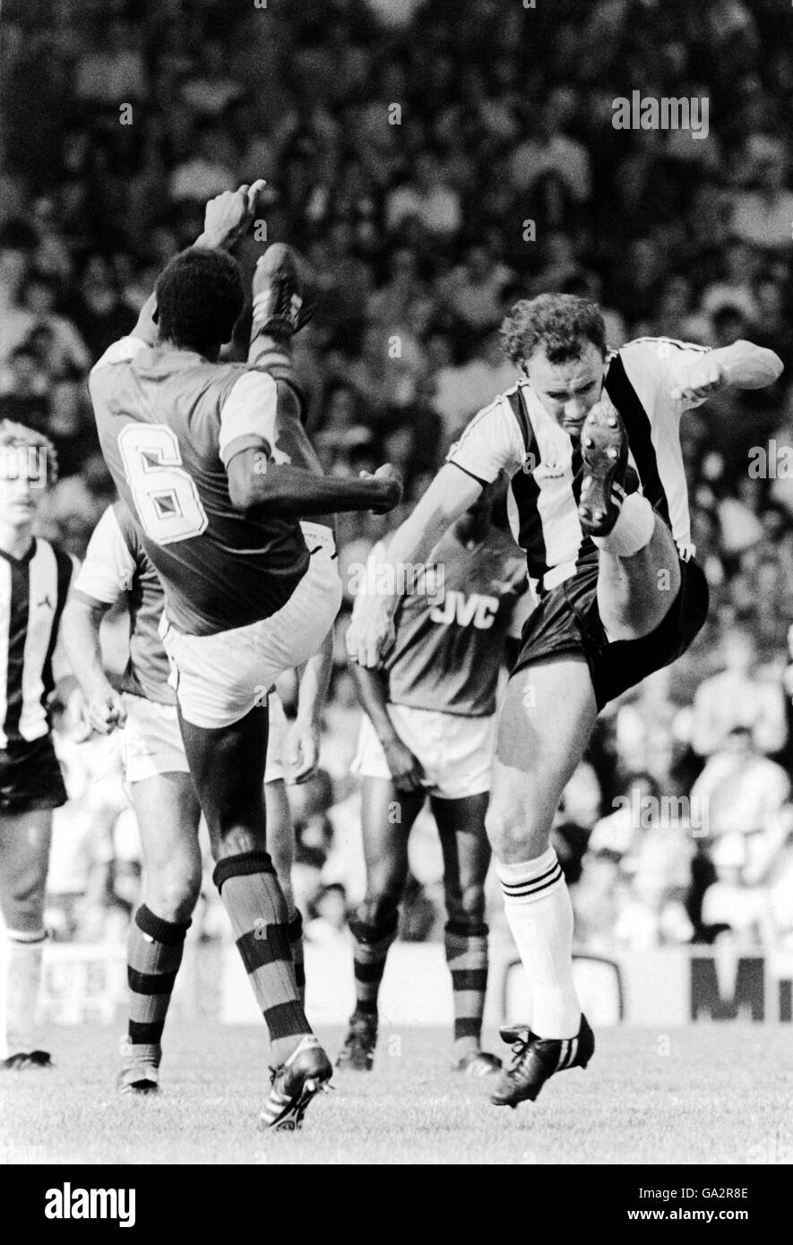 (L-R) Arsenal's Chris Whyte and Notts County's Trevor Christie in high ...
