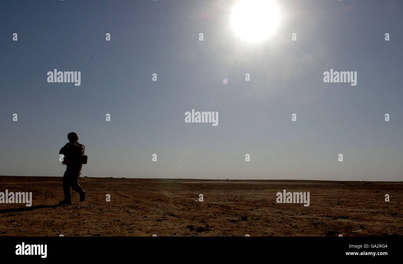 Soldiers from a Royal Marine company, Army Commando 59 practice on a ...