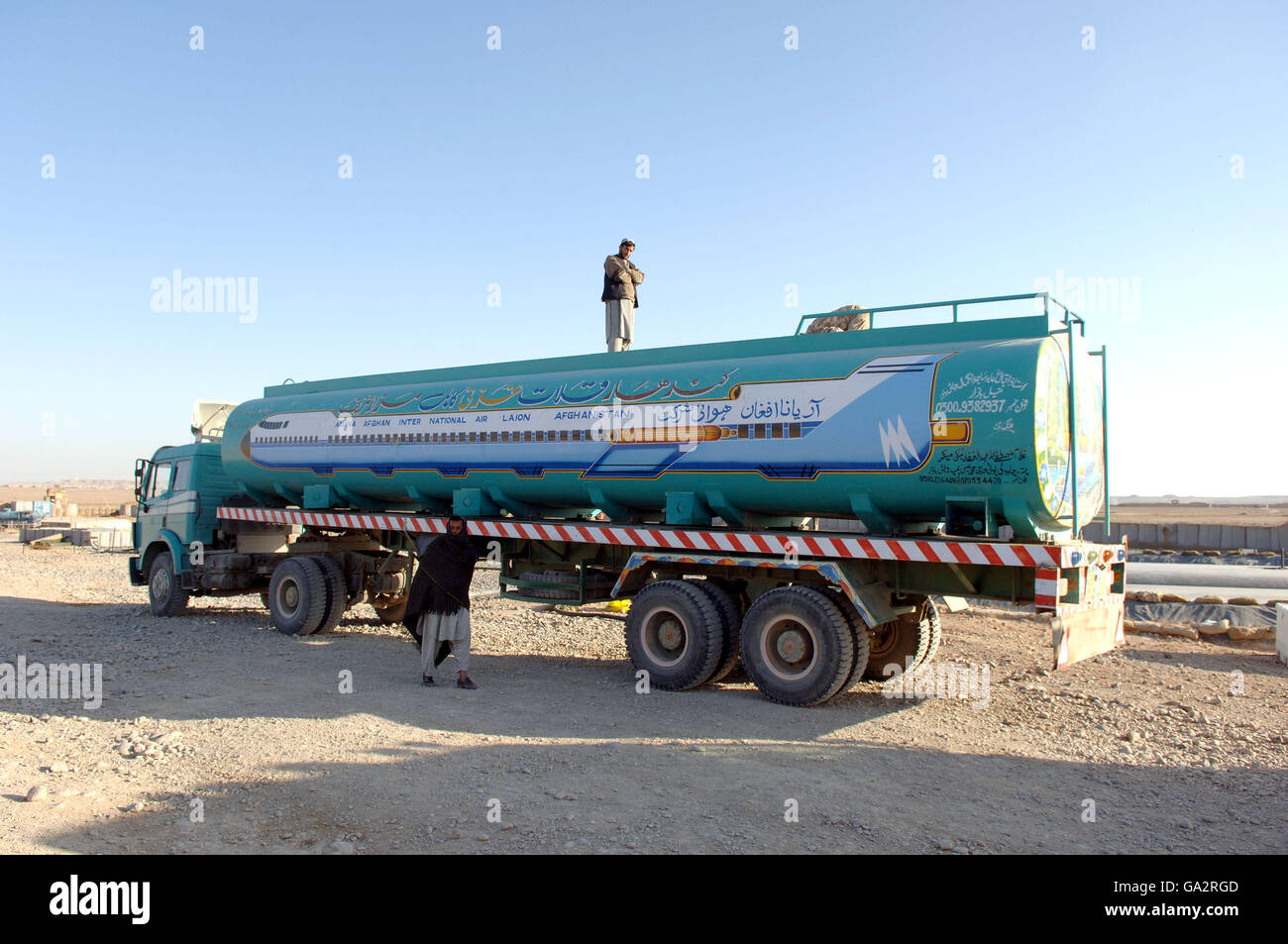 A Local fuel tanker visits FOB Price in Gereshk in Afghanistan Stock ...