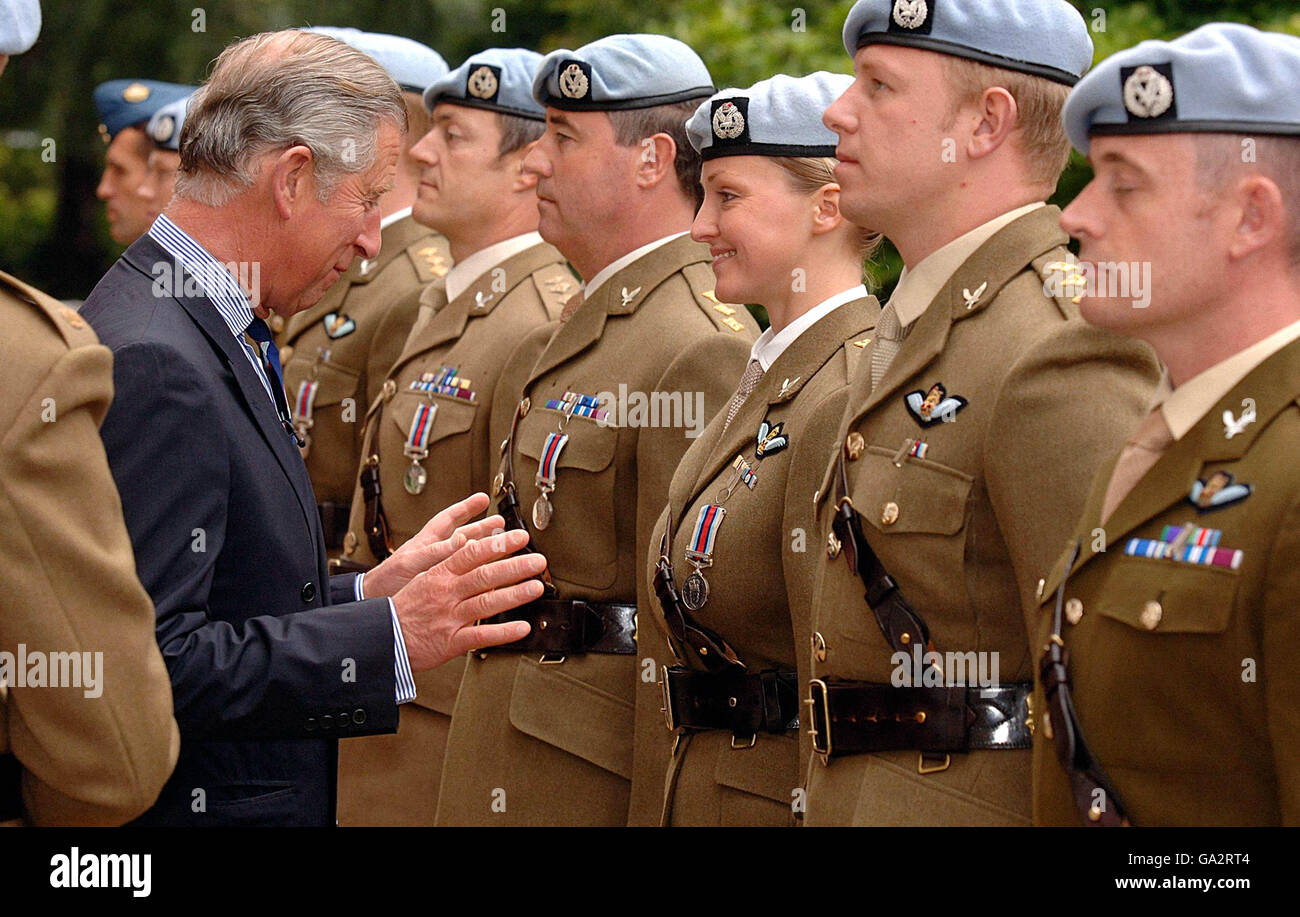 The Prince of Wales, Colonel-in-Chief (left), during a presentation of ...