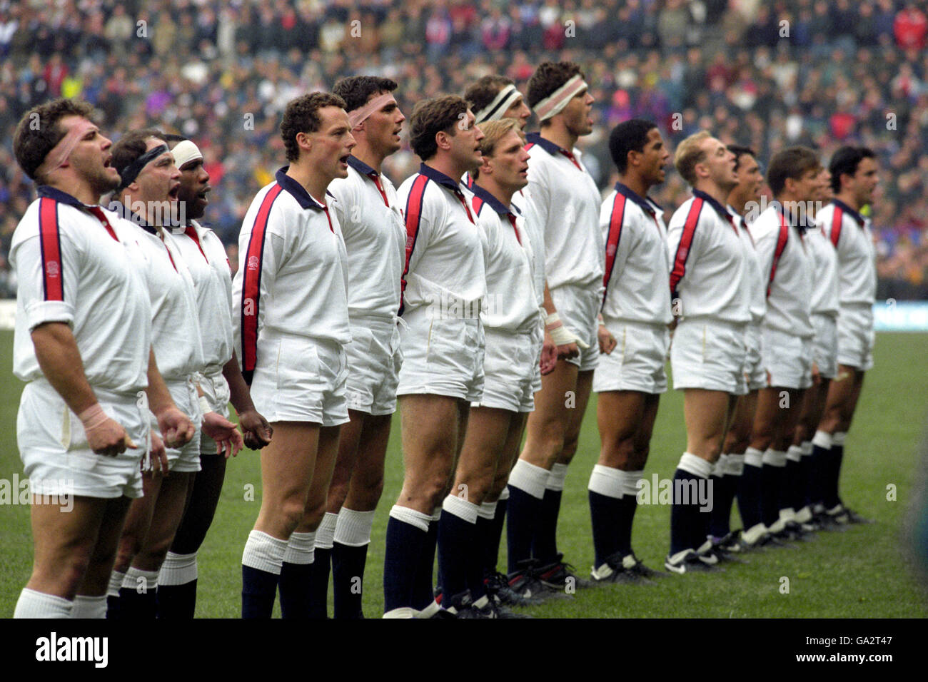 INTERNATIONAL RUGBY. ENGLAND TEAM SING NATIONAL ANTHEM ENGLAND V SOUTH ...