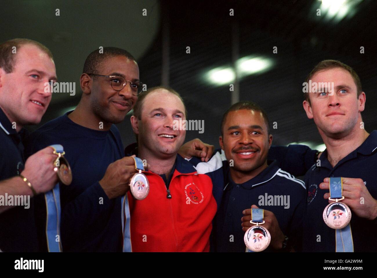 (L-R) The Great Britain team show off their medals: Sean Olsson ...