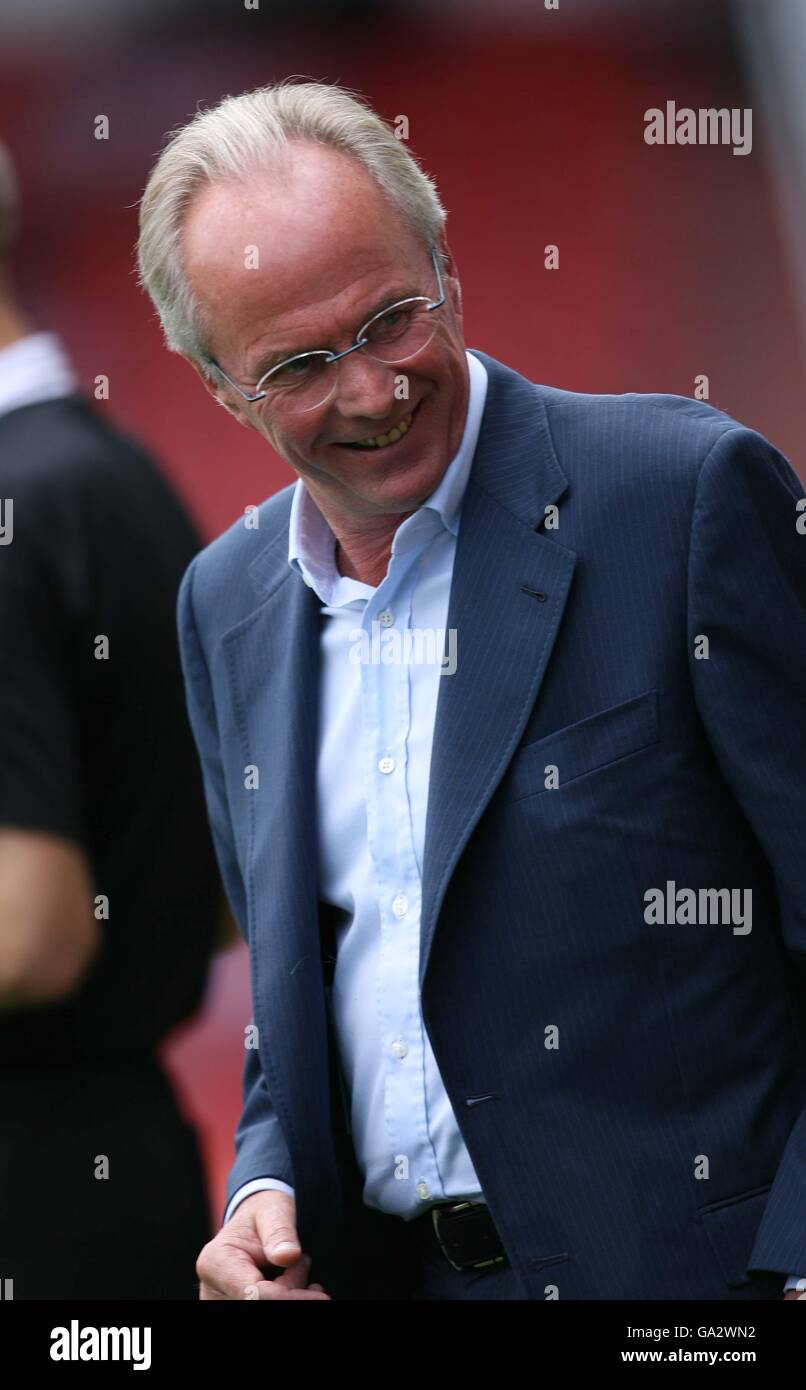 Manchester City's new manager Sven-Goran Eriksson looks happy during ...