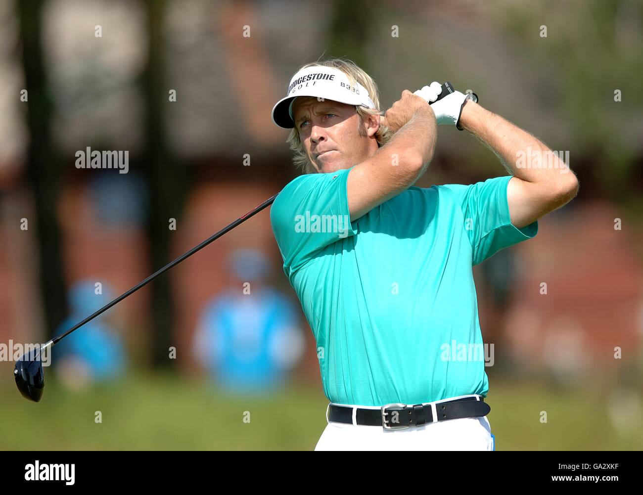 Stuart Appleby in action during a practice day ahead of The Open ...