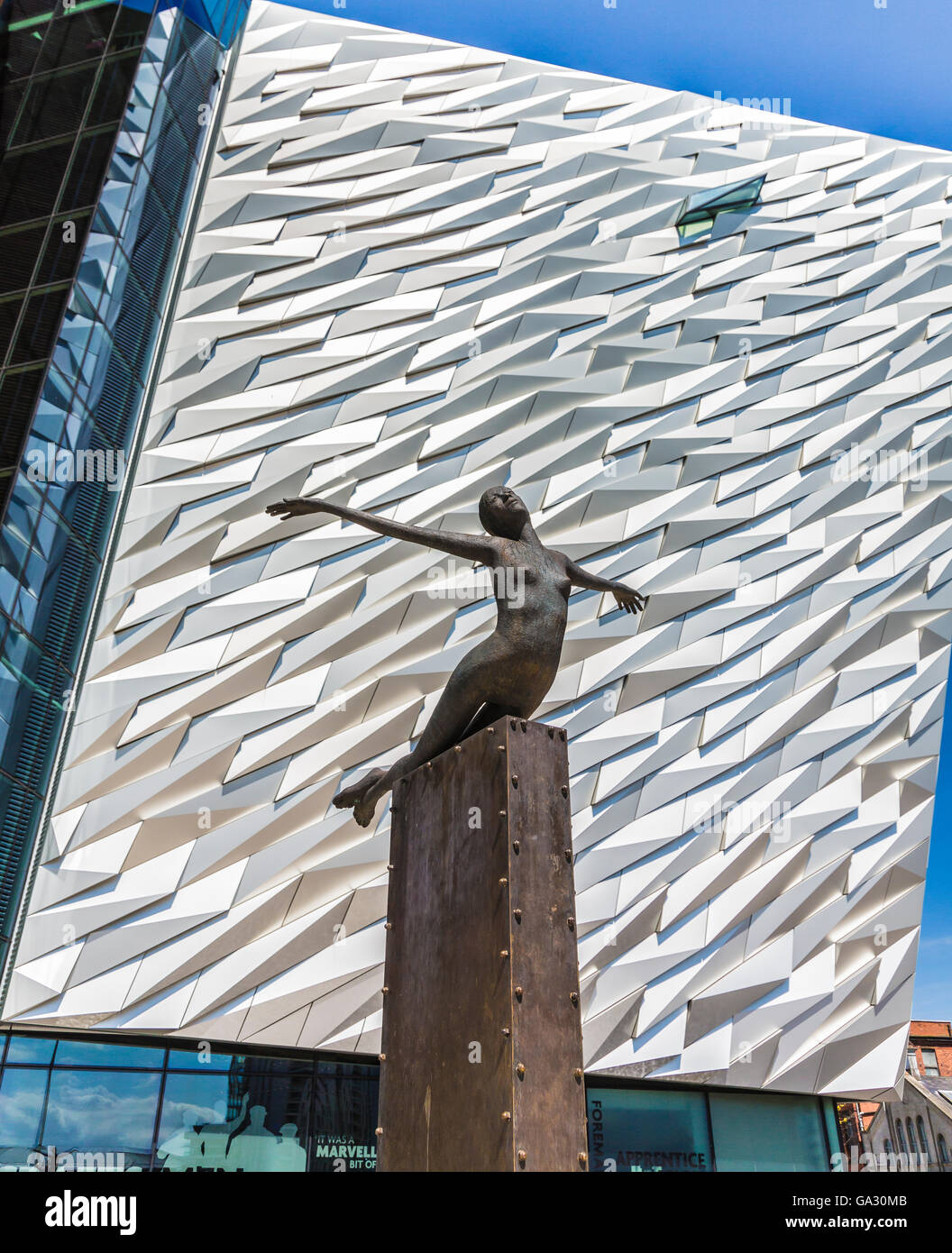 statue in front of titanic museum belfast ireland Stock Photo - Alamy