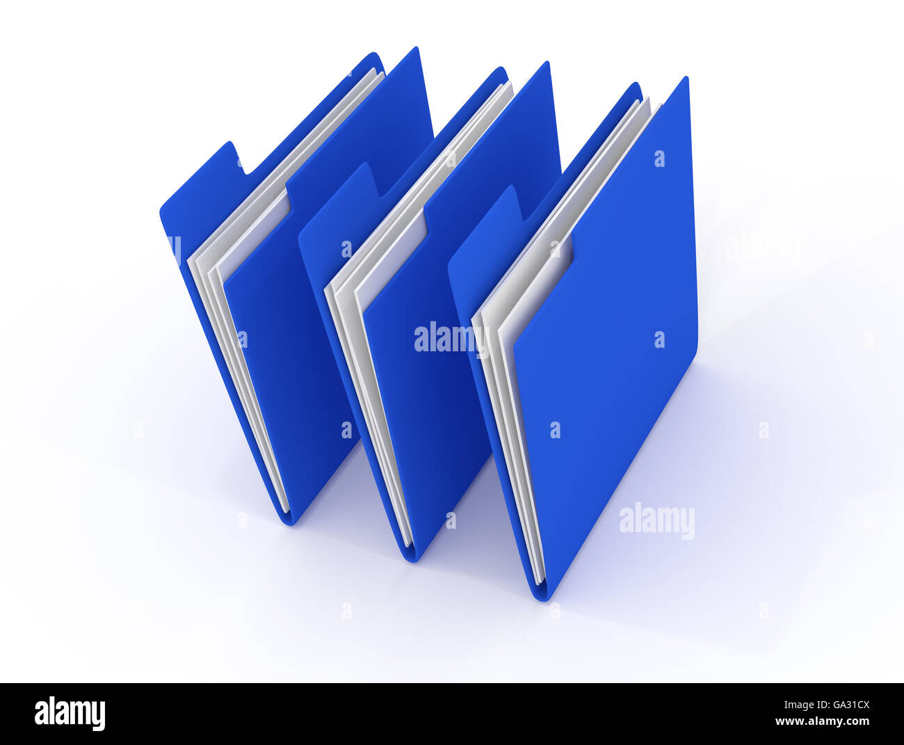 Three blue folder on a white background, 3d rendering Stock Photo - Alamy
