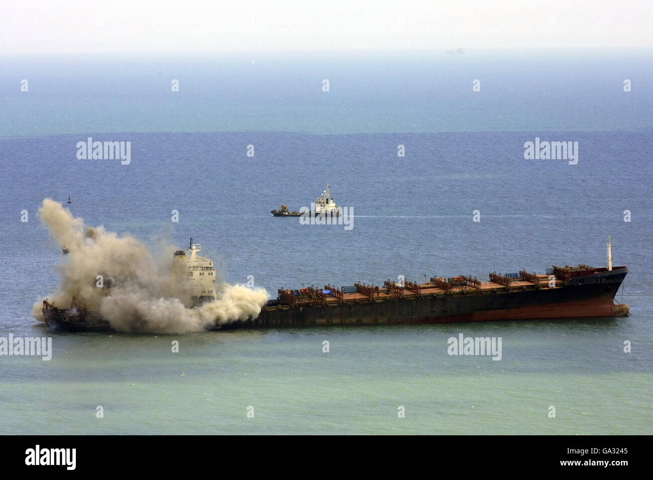 Salvage experts use explosives for a second time in their attempt to ...
