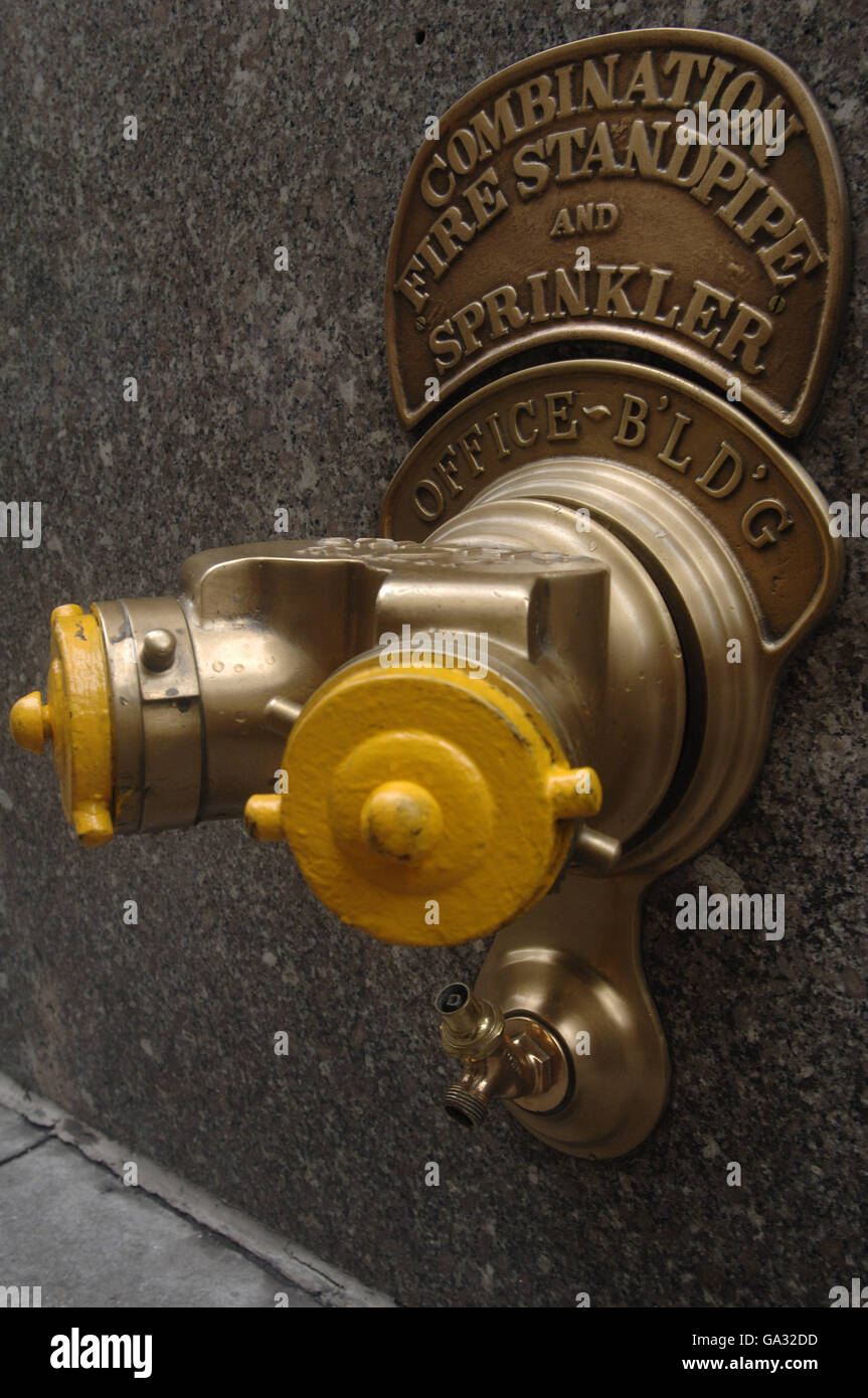 A combination fire standpipe and sprinkler in Manhattan, New York Stock ...