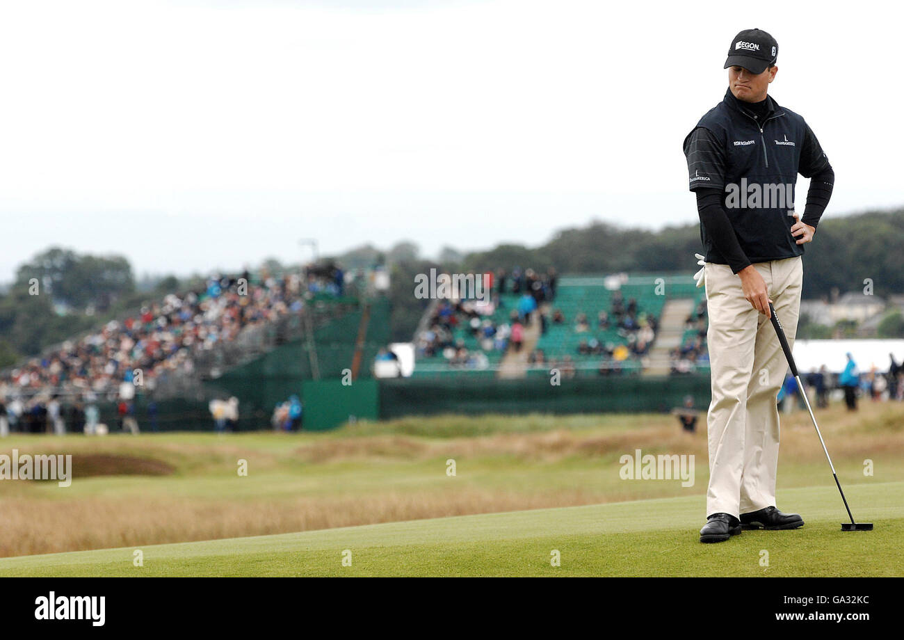 USA's Zach Johnson looks puzzled as his ball rolls of the green during ...