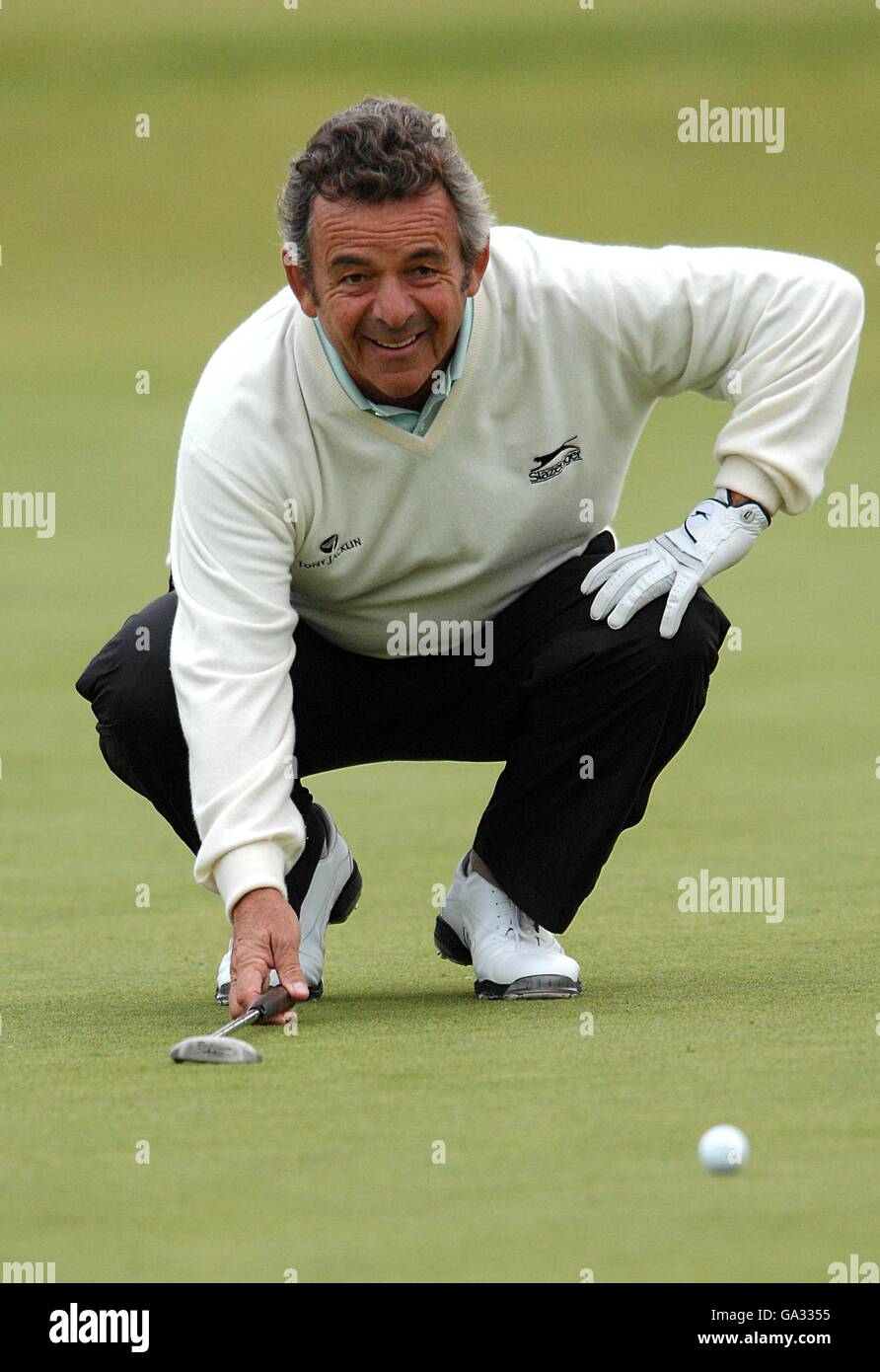 England's Tony Jacklin lines up a putt during The Open Championship at ...
