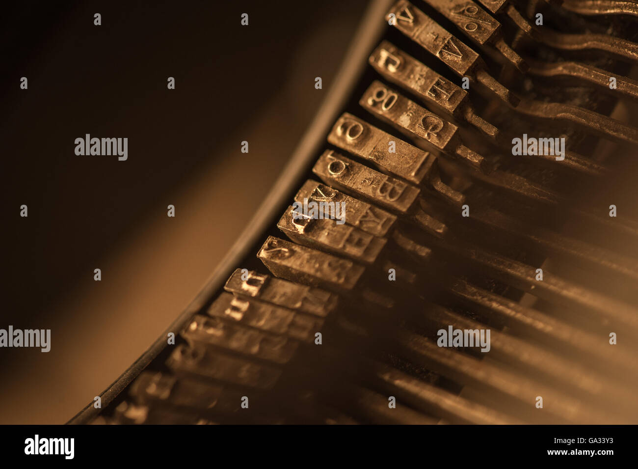 A beautiful vintage gold typewriter keys full of detail Stock Photo - Alamy