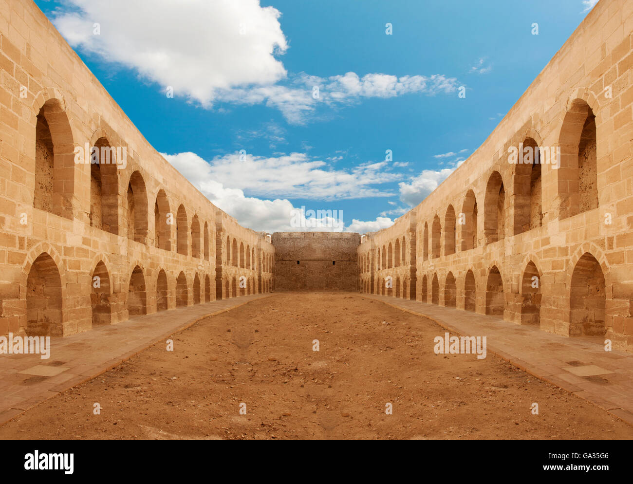 Ancient Castle Backyard Under Blue Sky Stock Photo - Alamy