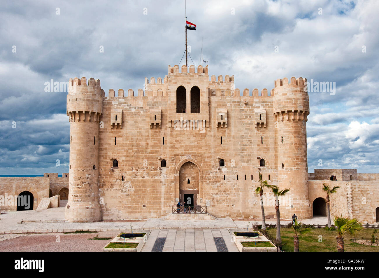 Alexandria Historical View of Qaetbay Castle Under Cloudy Sky Stock ...