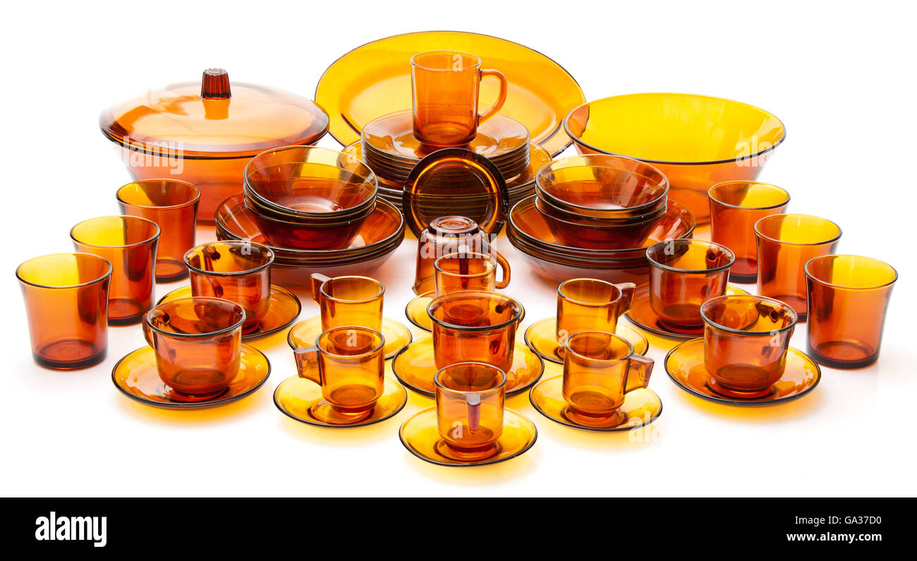 Glass Dish Set Isolated on White Background Stock Photo - Alamy