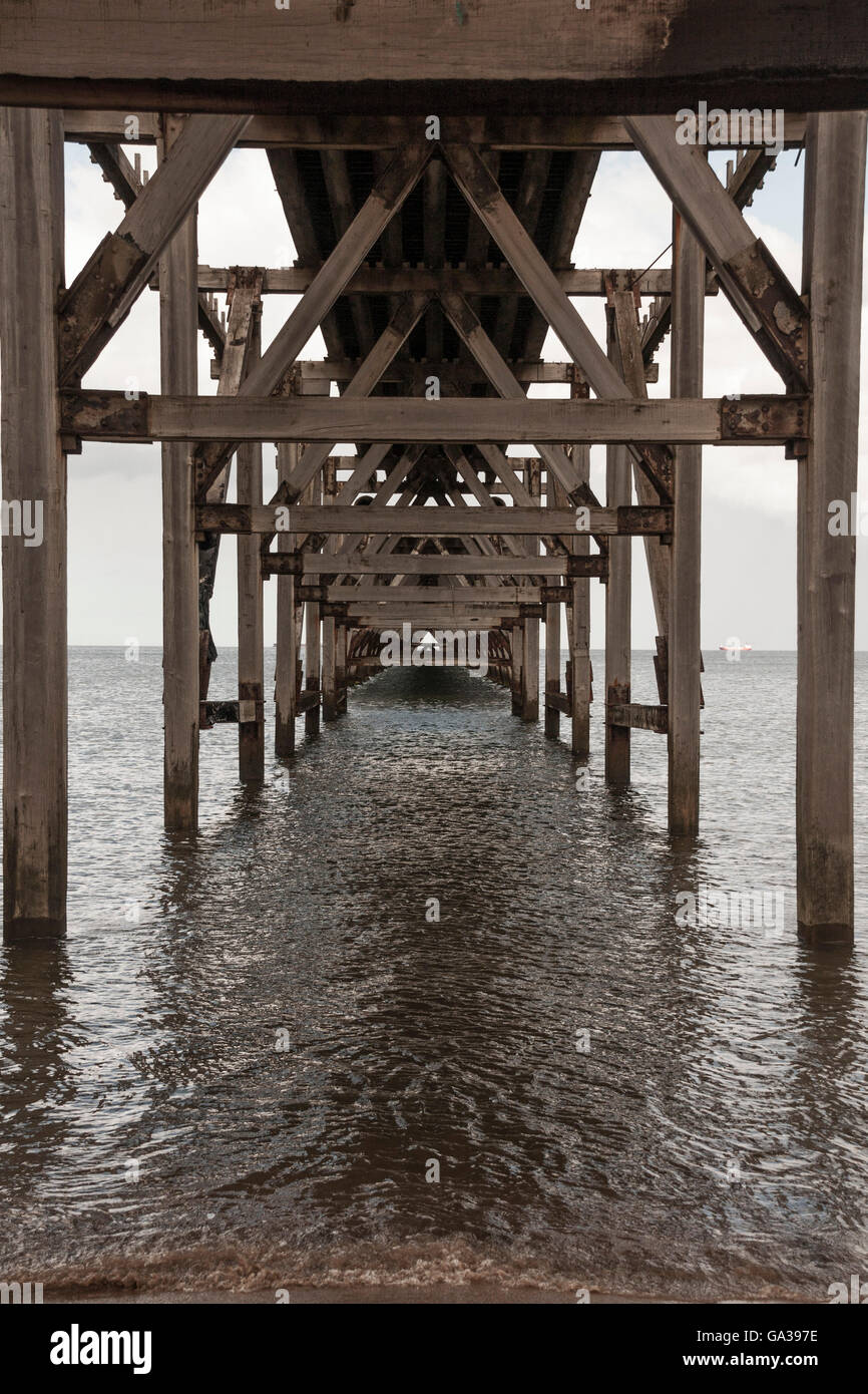 An underneath view of Steetley Pier,Hartlepool on the north east coast ...