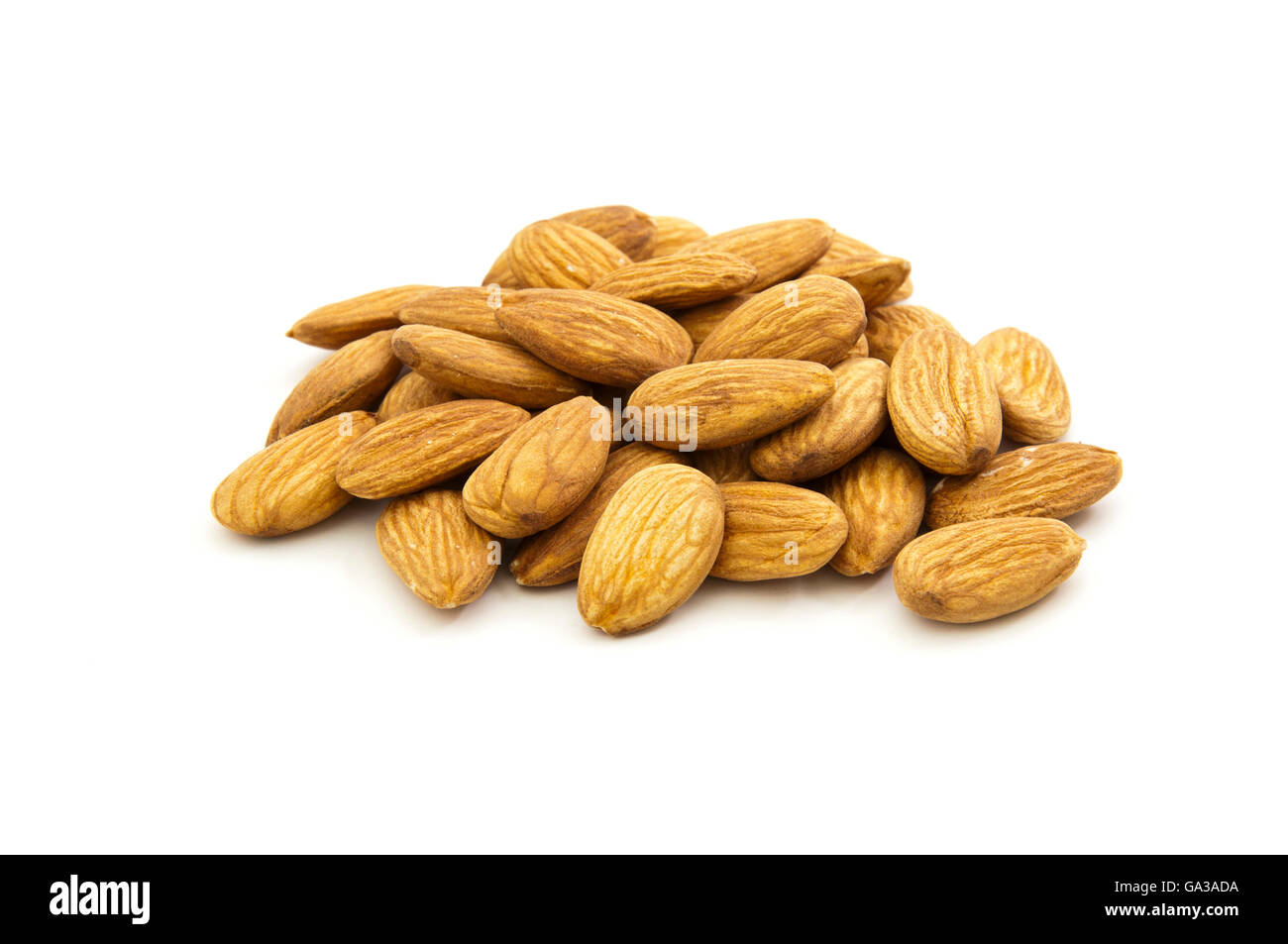 Almond Pile Isolated on White Background Stock Photo - Alamy