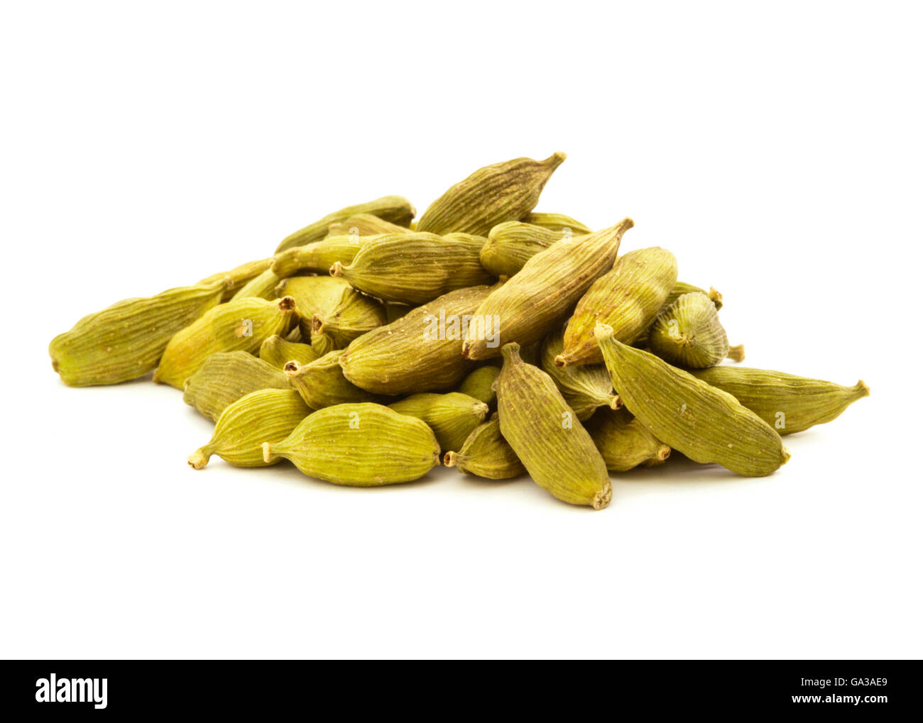 Green Cardamom Pile Isolated on White Stock Photo - Alamy