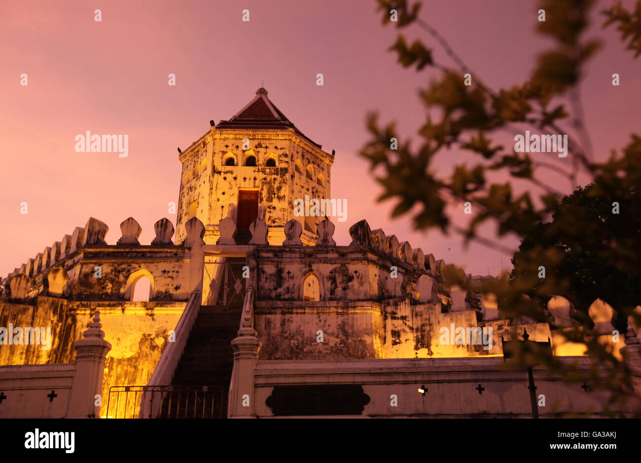 the Fort Phra Sumen on the Menam Chao Phraya river in Banglamphu in the ...