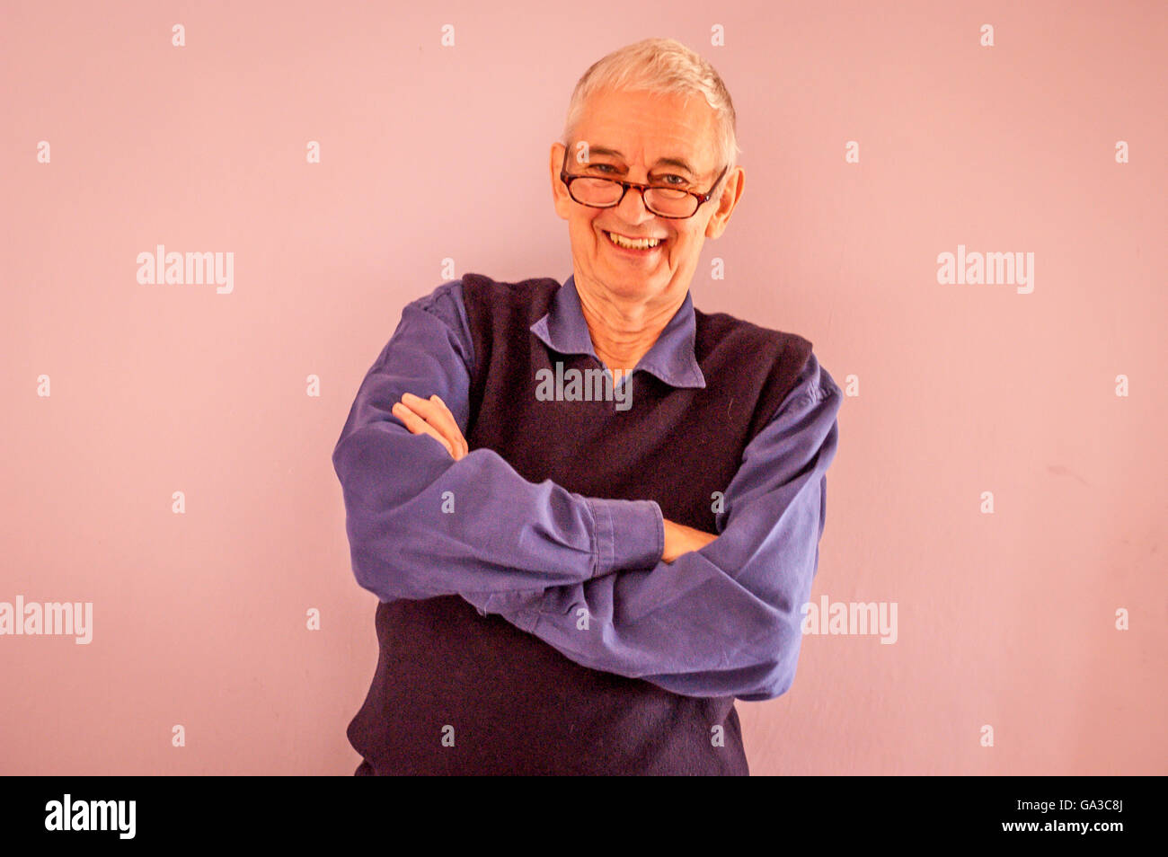 Novelist author Julian Rathbone, at home in the New Forest Stock Photo ...