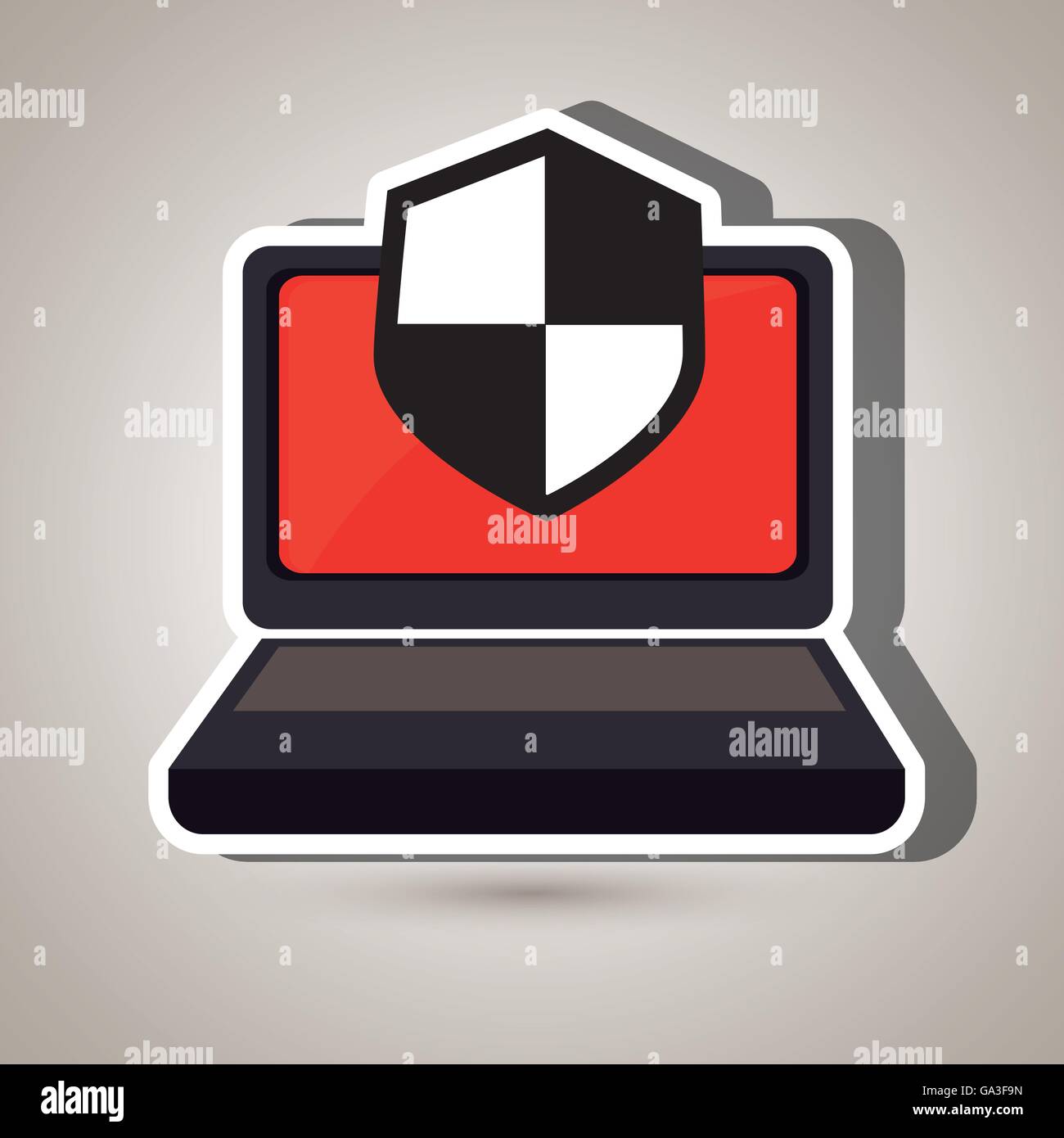 laptop computer with shield isolated icon design Stock Vector Image ...