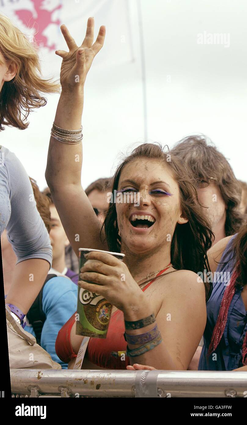 Festival Goers At The 2007 Glastonbury Festival At Worthy Farm In