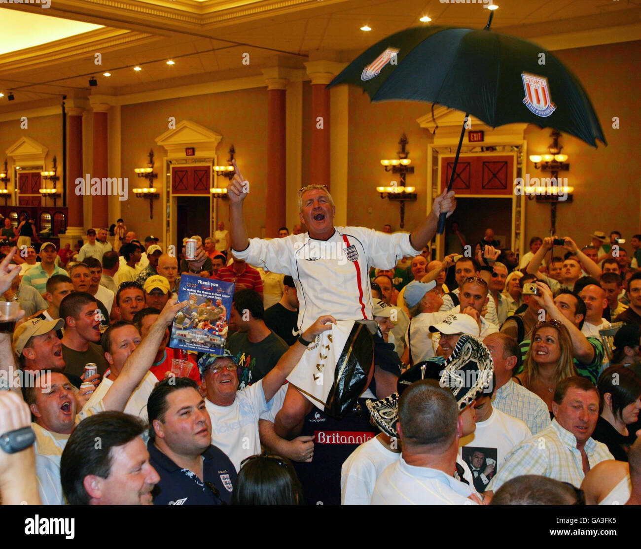 Fans of Great Britain's Ricky Hatton cheer ahead of his weigh-in with ...
