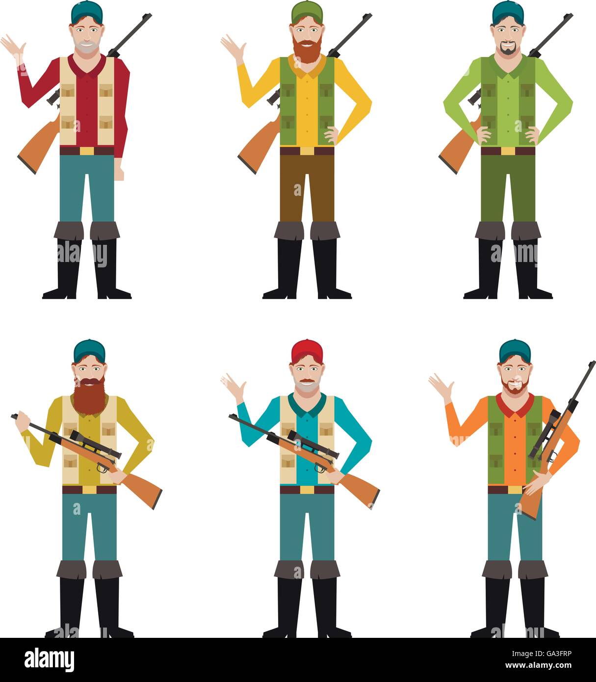 Hunters character Stock Vector Images - Alamy