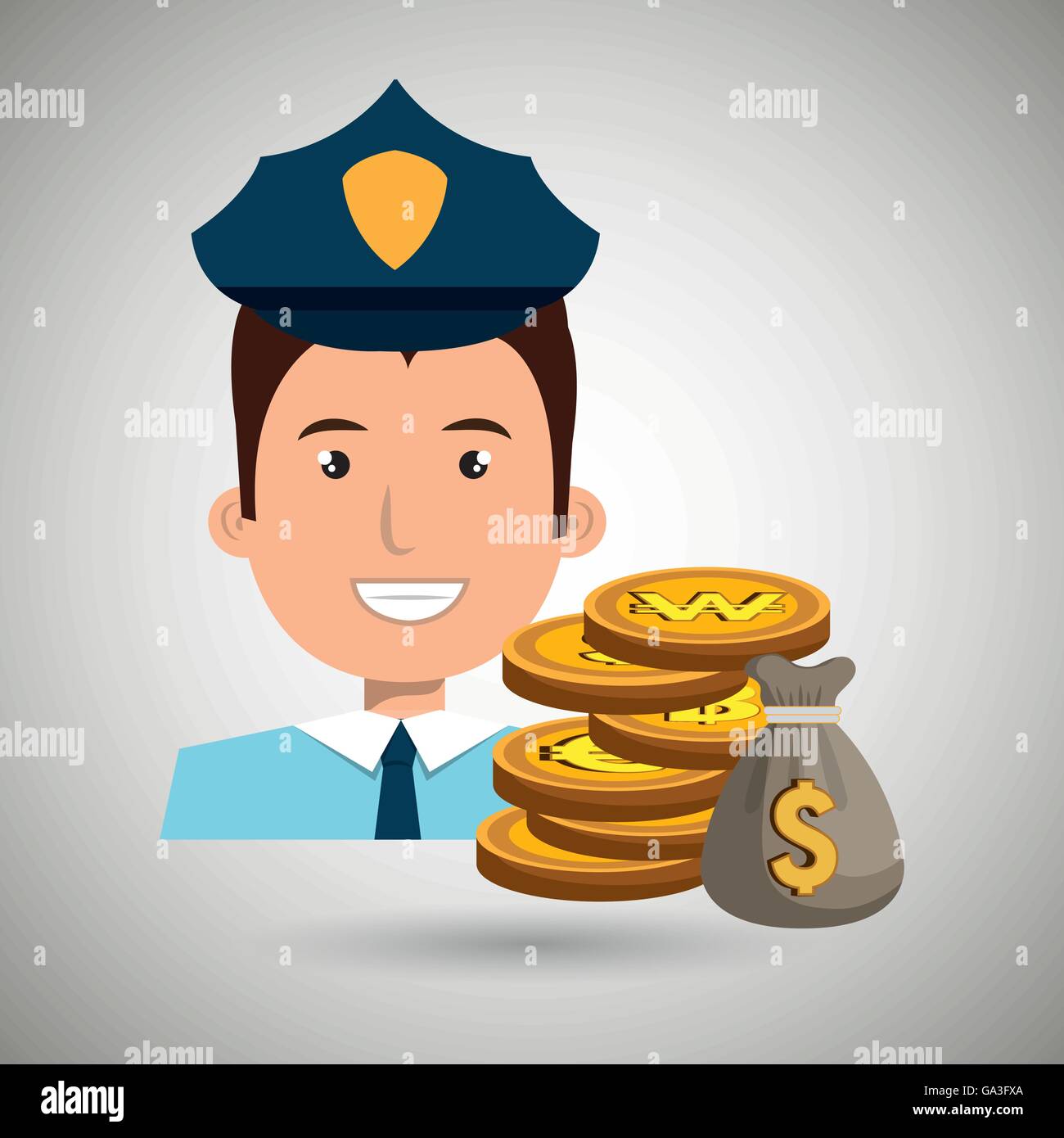 police with bag coins isolated icon design Stock Vector Image & Art - Alamy
