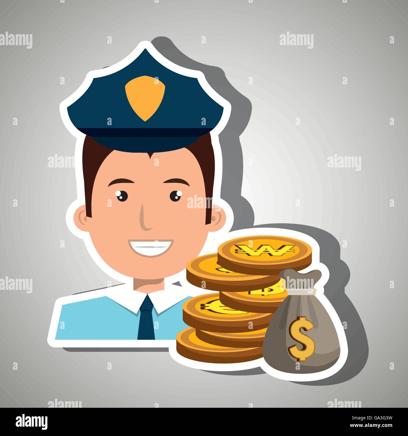 police with bag coins isolated icon design Stock Vector Image & Art - Alamy